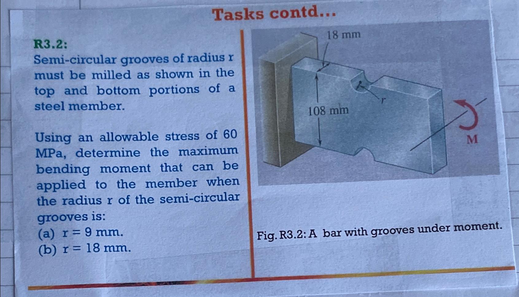 Solved Tasks contd...R3.2:Semi-circular grooves of radius r | Chegg.com
