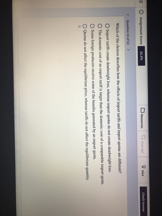Solved Assignment Score: 82.5% Resources Ex Give Up? Hint | Chegg.com