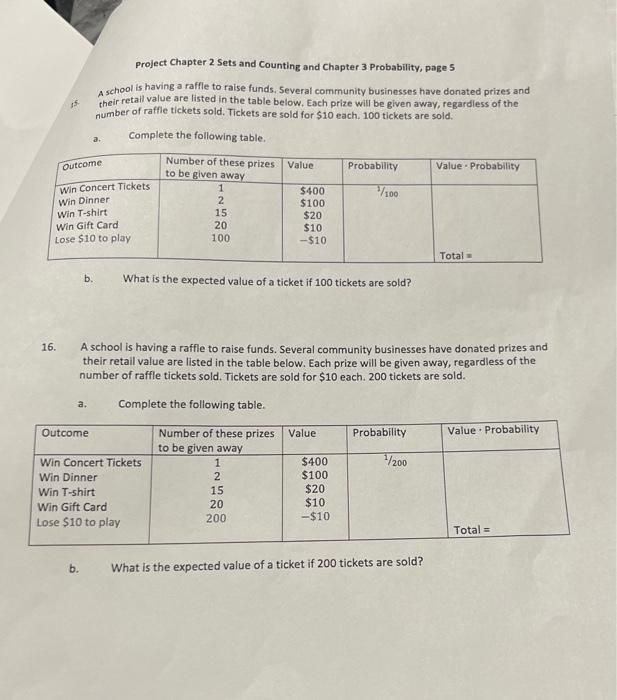 Solved Project Chapter 2 Sets and Counting and Chapter 3 | Chegg.com