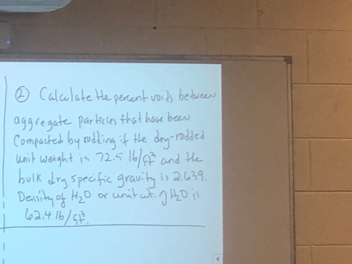 Solved ® Calculate the percent voids between aggregate | Chegg.com