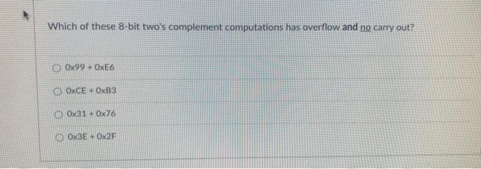 Solved Which of these 8-bit two's complement computations | Chegg.com