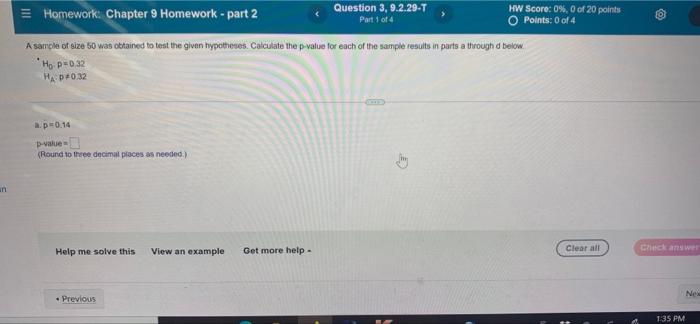 Solved Save Homework Chapter 9 Homework Part 2 Hw Score