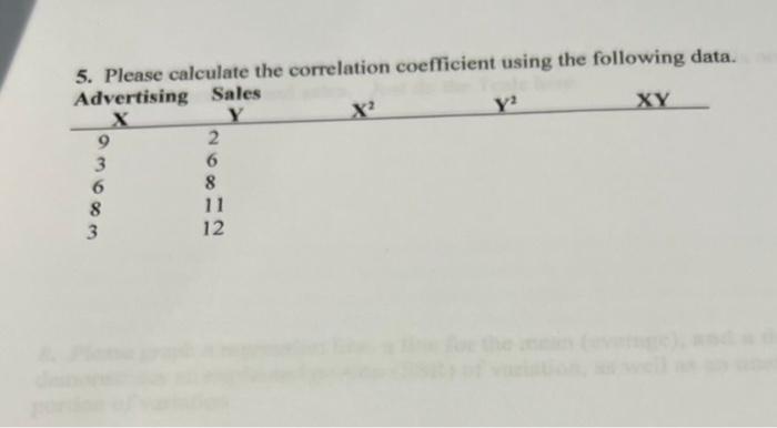 Solved 5. Please calculate the correlation coefficient using | Chegg.com