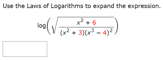 Solved Use the Laws of Logarithms to expand the | Chegg.com