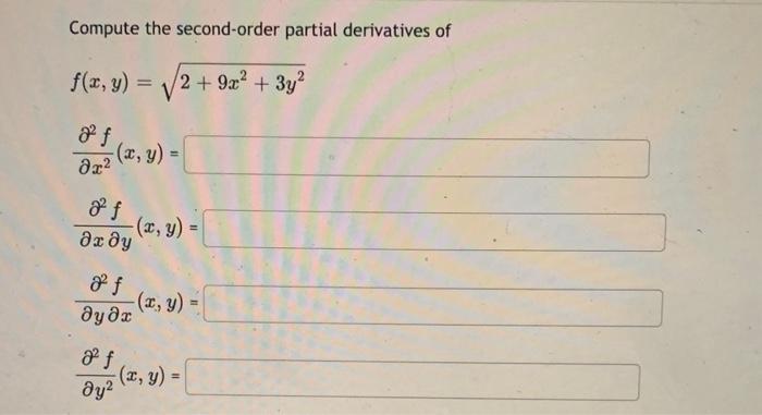 Solved Compute the second-order partial derivatives of | Chegg.com