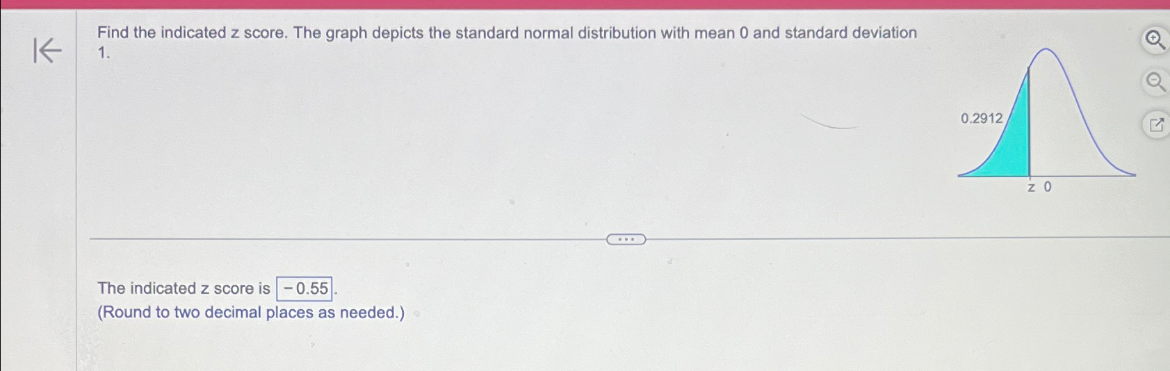 Find the indicated z ﻿score. The graph depicts the | Chegg.com