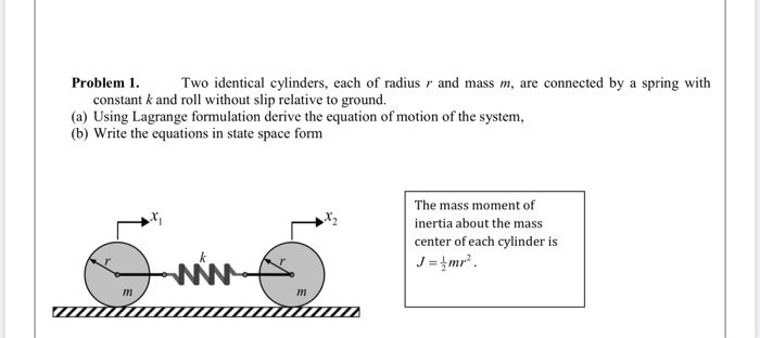 Solved Problem 1. Two identical cylinders, each of radius r | Chegg.com