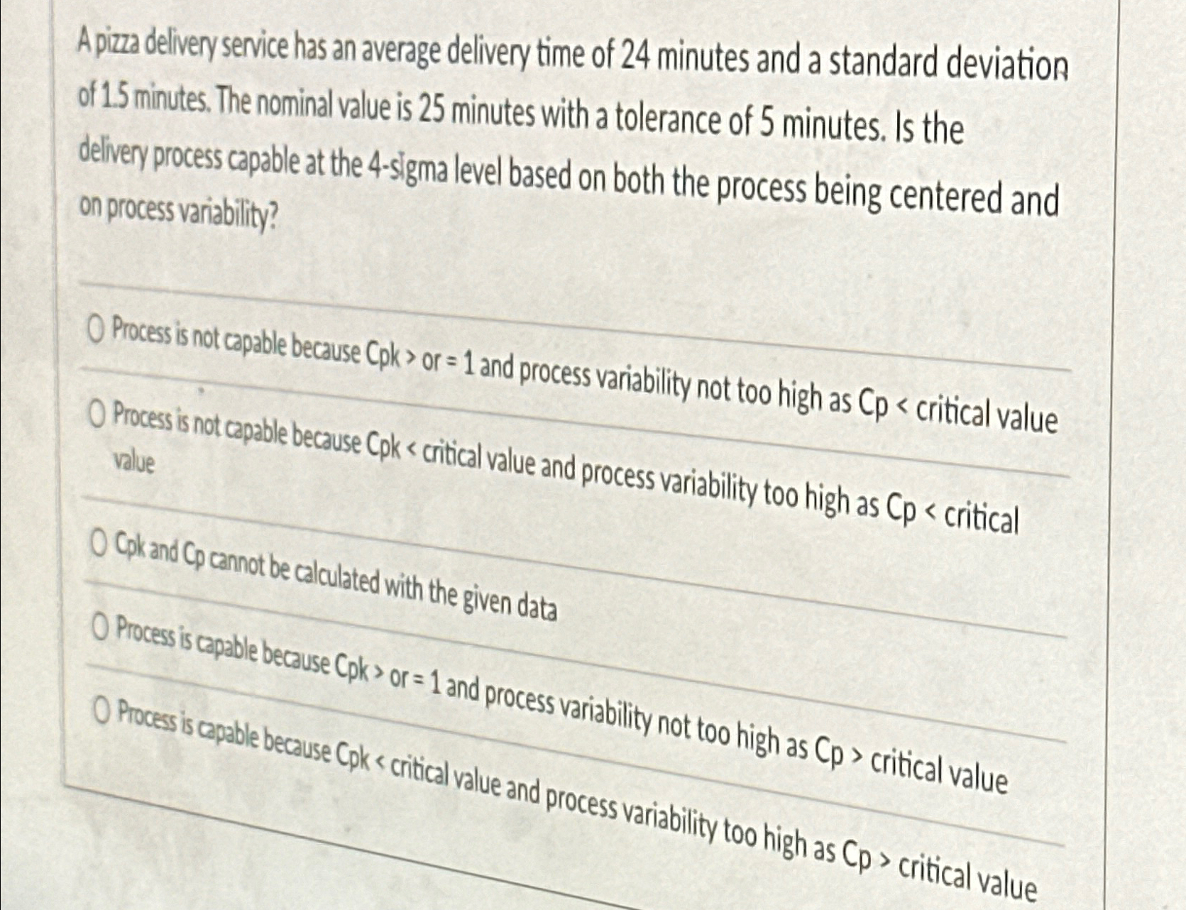 Solved A piza delivery service has an average delivery time | Chegg.com