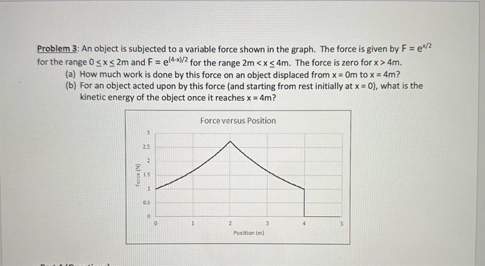 Solved Problem 3: An object is subjected to a variable force | Chegg.com