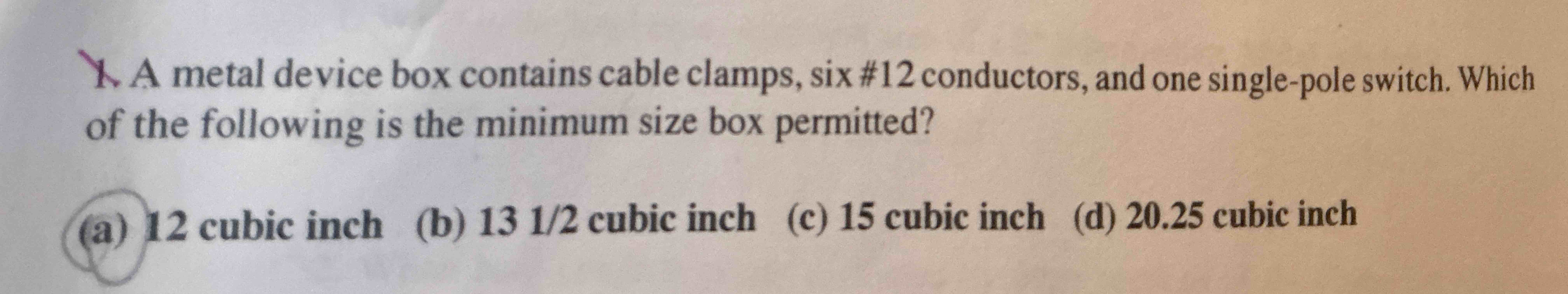 Solved A metal device box contains cable clamps, six #12 | Chegg.com