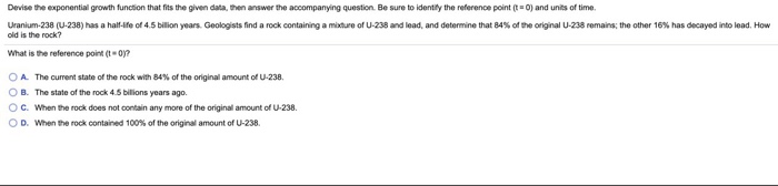 Solved Devise The Exponential Growth Function That Fits The 3517