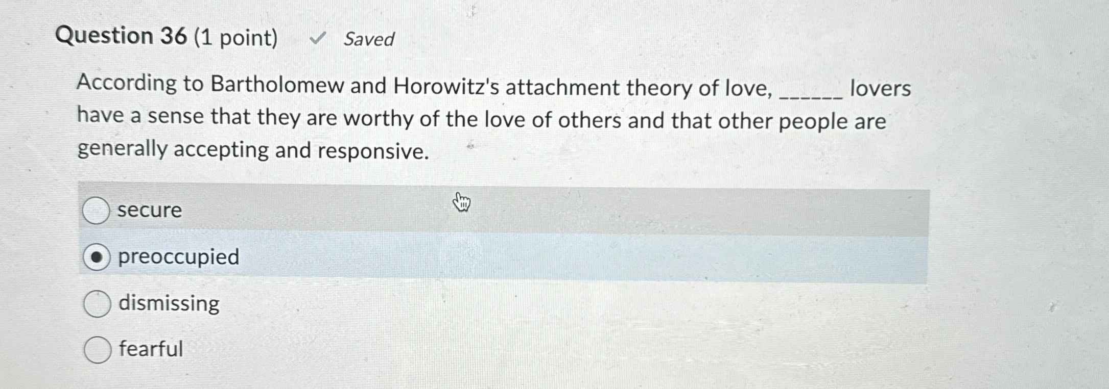 Solved Question 36 (1 ﻿point) ﻿SavedAccording to | Chegg.com