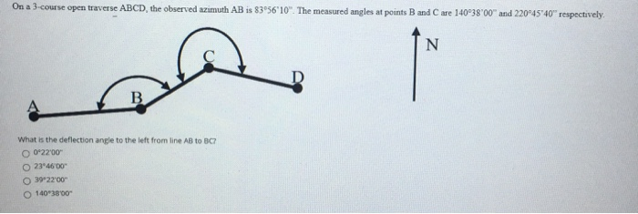 Solved On a 3-course open traverse ABCD, the observed | Chegg.com