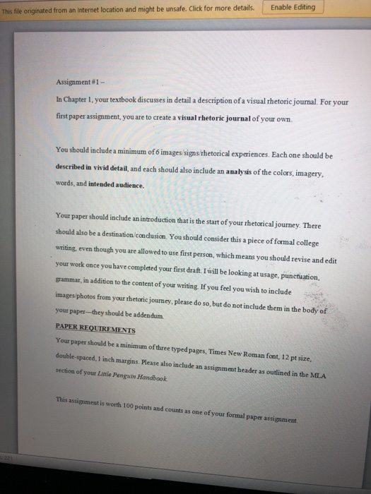 This file originated from an Internet location and | Chegg.com