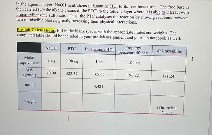 Solved In the aqueous layer, NaOH neutralizes indanamine. | Chegg.com
