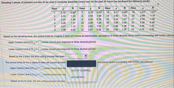 Solved Based on the sampling done, the control limits for | Chegg.com