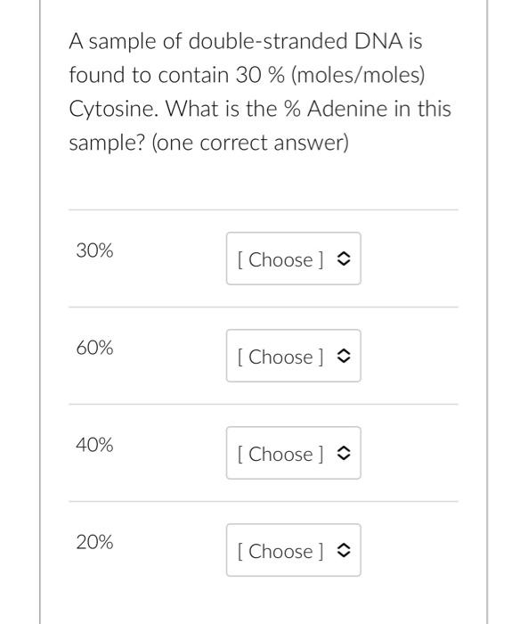 Solved A sample of double-stranded DNA is found to contain | Chegg.com