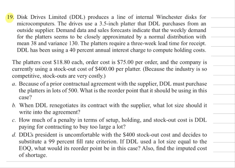 Solved Disk Drives Limited (DDL) ﻿produces a line of | Chegg.com