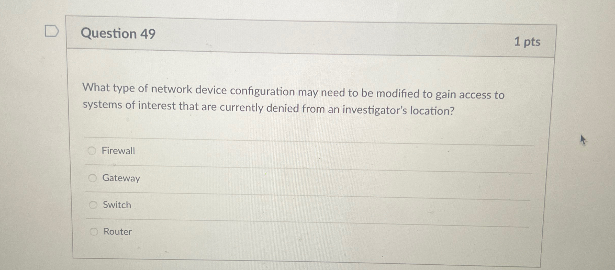 Solved Question 491 ﻿ptsWhat type of network device | Chegg.com