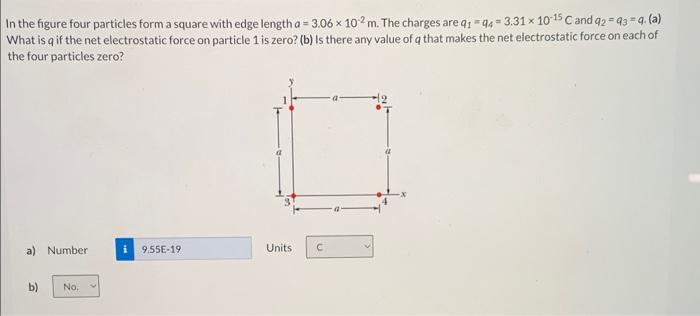 Solved n the figure four particles form a square with edge | Chegg.com