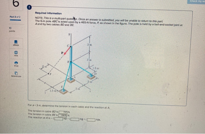 Solved Check my w Part 2 of 2 Required Information NOTE: | Chegg.com
