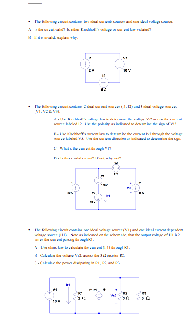 Solved The following circuit contains two ideal currents | Chegg.com