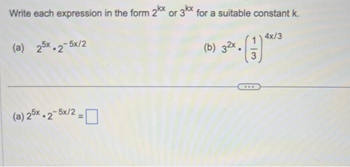 Solved Write each expression in the form 2kx or 3kx for a | Chegg.com
