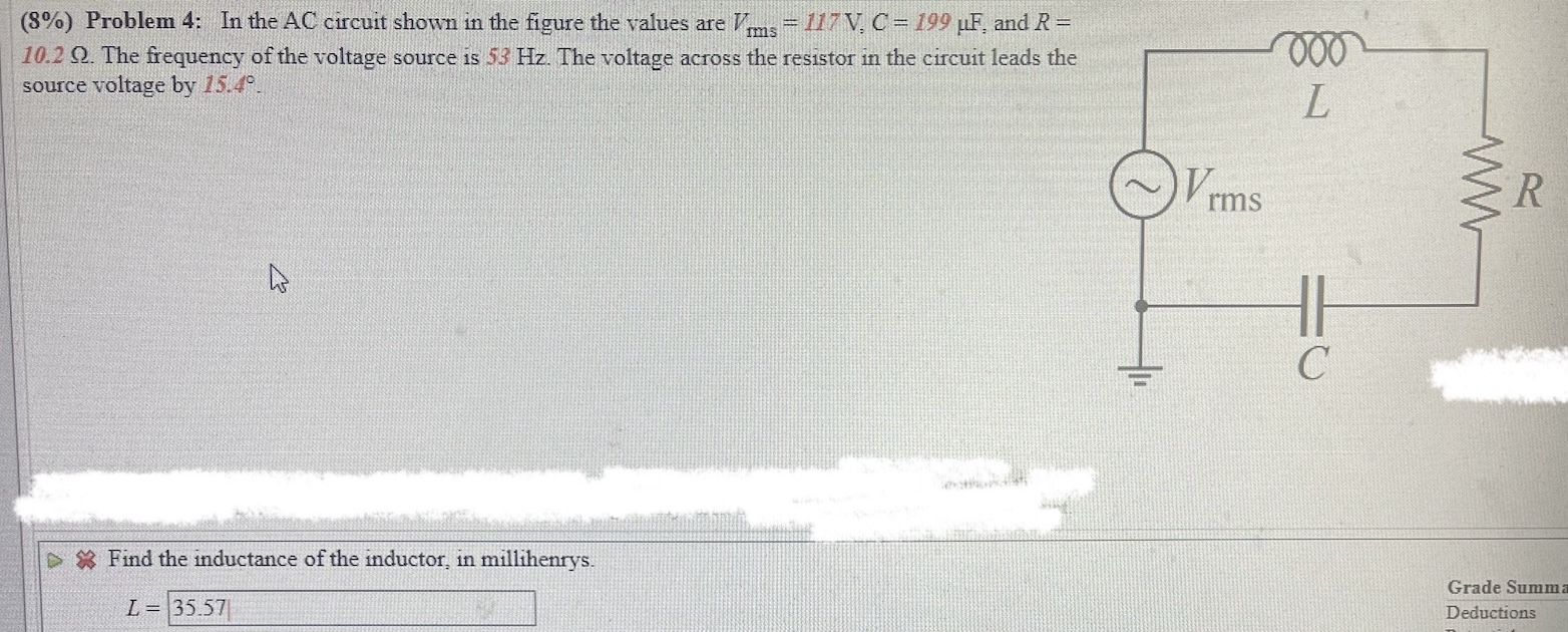 Solved ( 8% ) ﻿Problem 4: In the AC circuit shown in the | Chegg.com