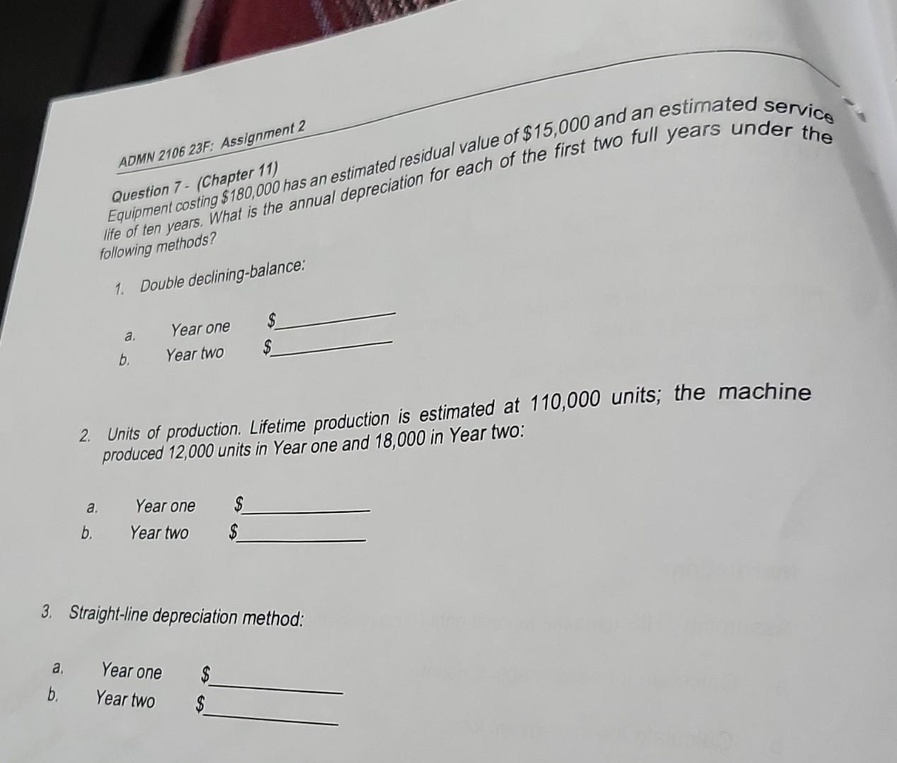 Solved ADMN 2106 23F: Assignment 2 Question 7 - (Chapter 11) | Chegg.com