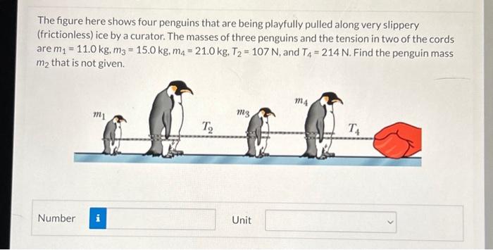Solved The figure here shows four penguins that are being | Chegg.com