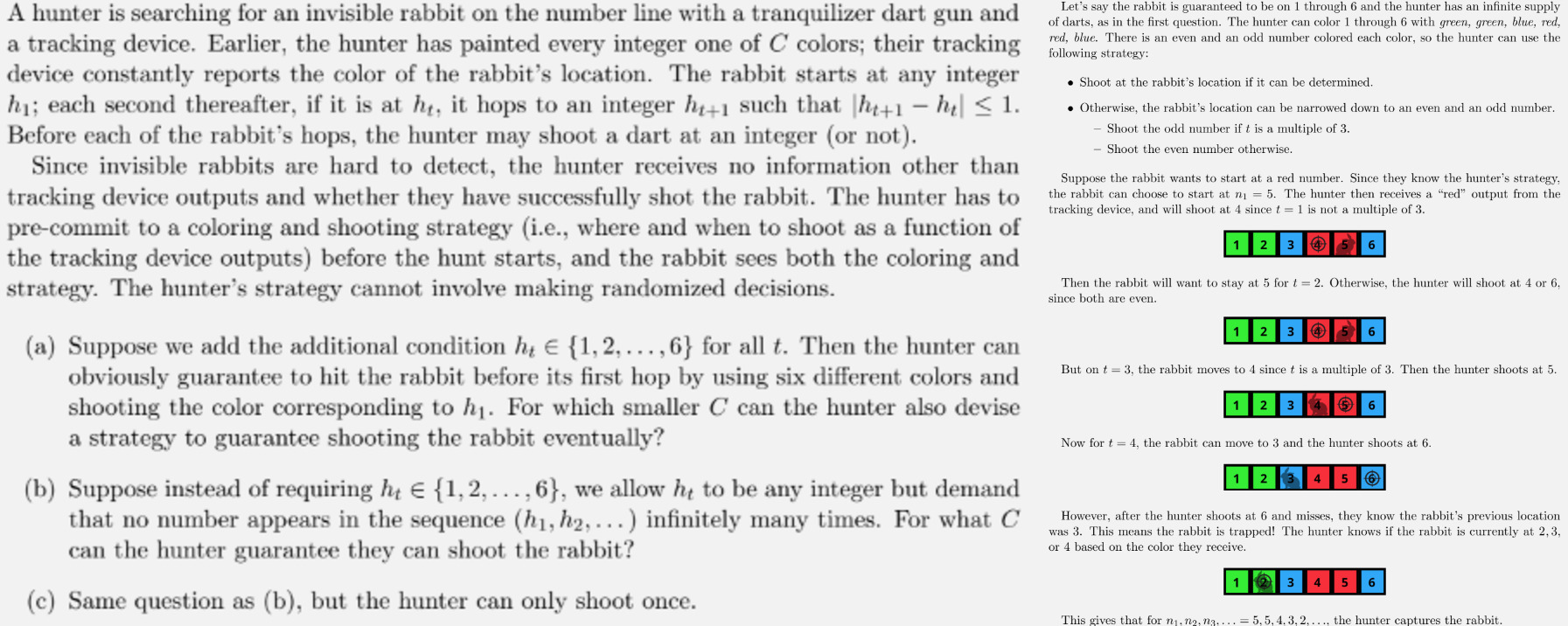 Solved A hunter is searching for an invisible rabbit on the | Chegg.com