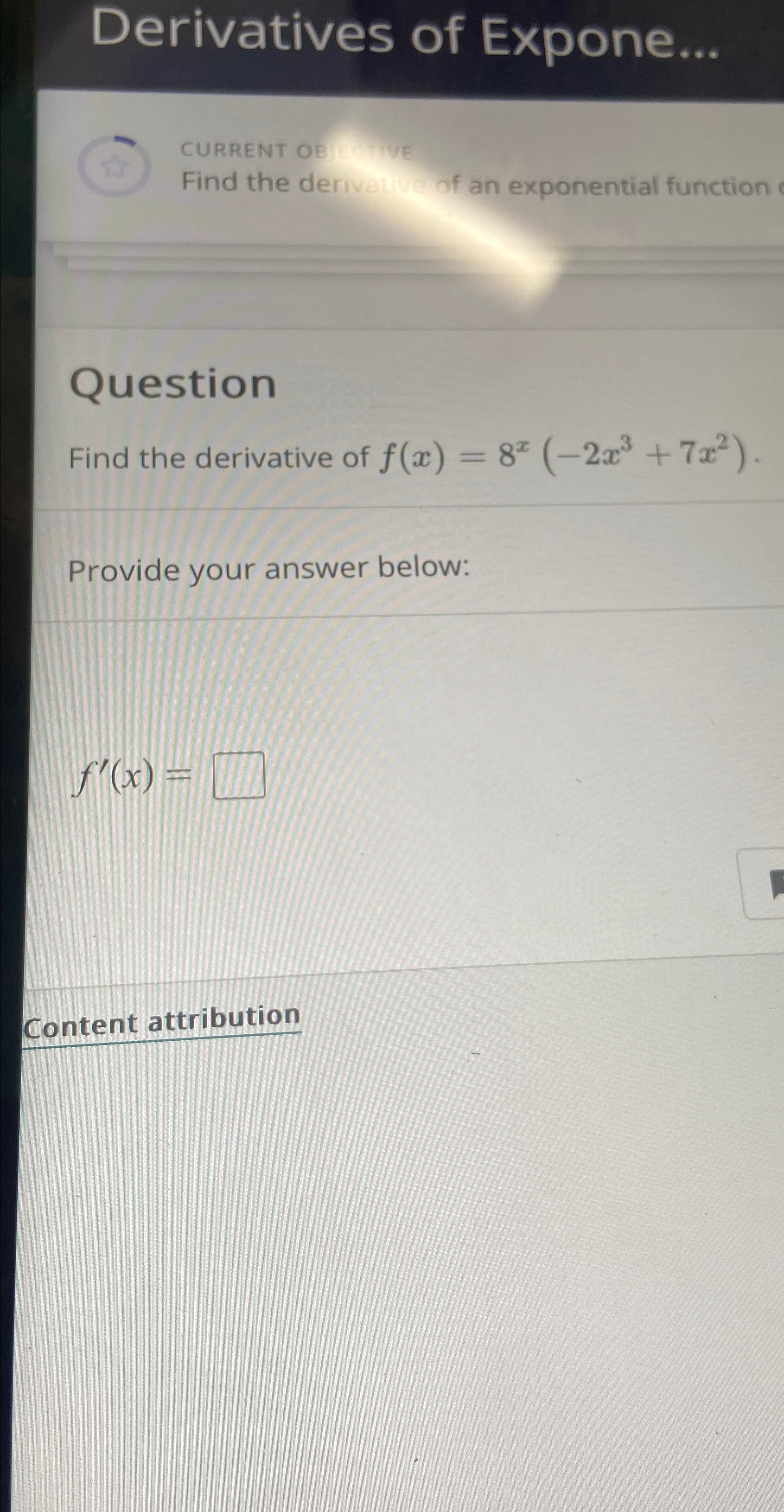 Solved Derivatives of Expone...CURRENT OB WTVEFind the | Chegg.com