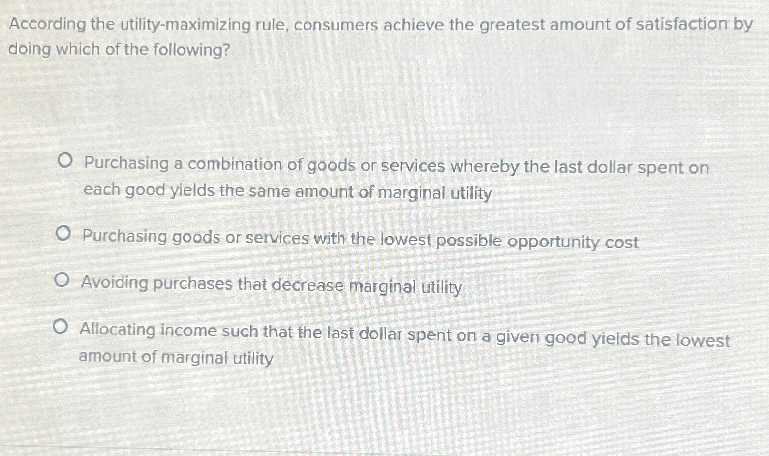 Solved According the utility-maximizing rule, consumers | Chegg.com