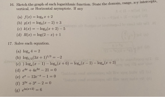 Solved 16. Sketch the graph of each logarithmic function. | Chegg.com