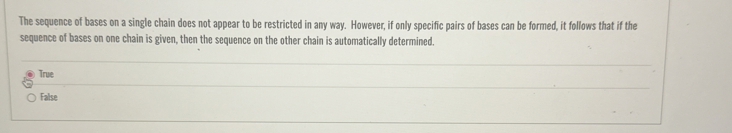 Solved The sequence of bases on a single chain does not | Chegg.com