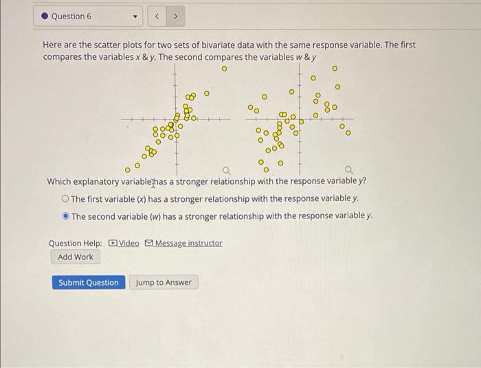 [Solved]: Here are the scatter plots for two sets of bivari