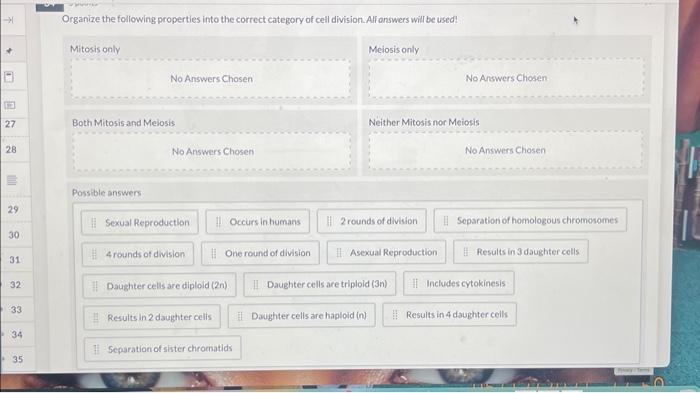 Solved Organize the following properties into the correct | Chegg.com