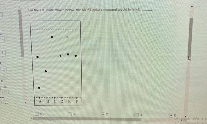 Solved For the TLC plate shown below, the MOST polar | Chegg.com