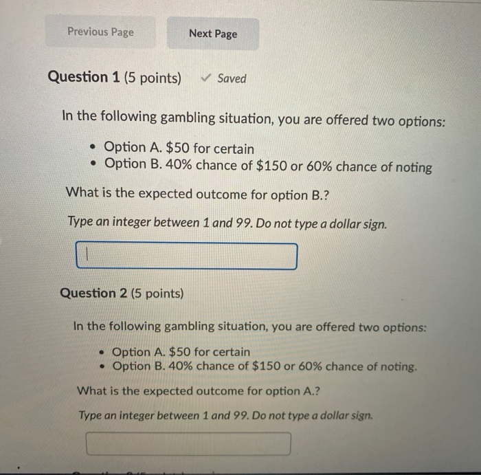Solved Previous Page Next Page Question 1 (5 points) Saved | Chegg.com