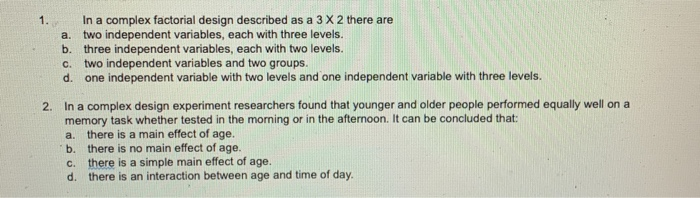 Solved In a complex factorial design described as a 3 x 2 | Chegg.com