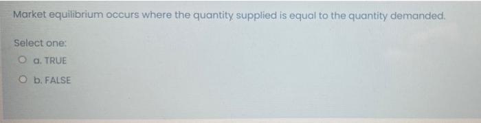 Solved Market equilibrium occurs where the quantity supplied | Chegg.com
