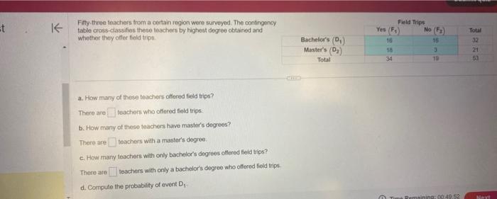 Solved Fitty-three teachers from a certain rogion were | Chegg.com