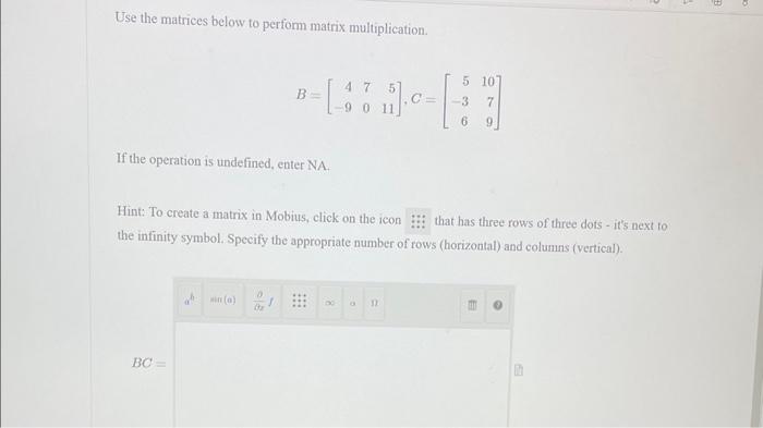 Solved Use the matrices below to perform matrix | Chegg.com