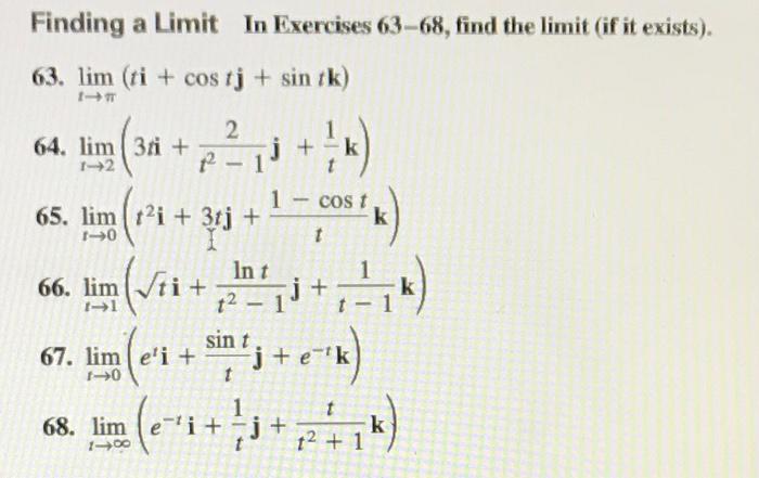 Solved Finding a Limit In Exercises 63-68, find the limit | Chegg.com