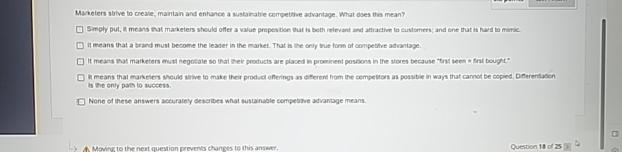 Solved Marketers strive to create, maintain and enhance a | Chegg.com