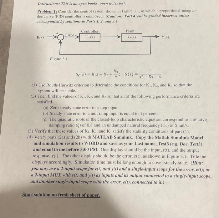 Solved Instructions: This is an open books, open notes test. | Chegg.com