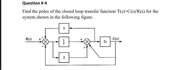 Solved Find the poles of the closed loop transfer function | Chegg.com