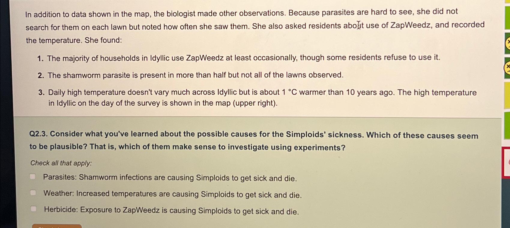 Solved In addition to data shown in the map, the biologist | Chegg.com