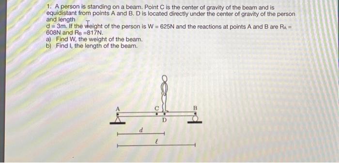 Solved 1. A person is standing on a beam. Point C is the | Chegg.com