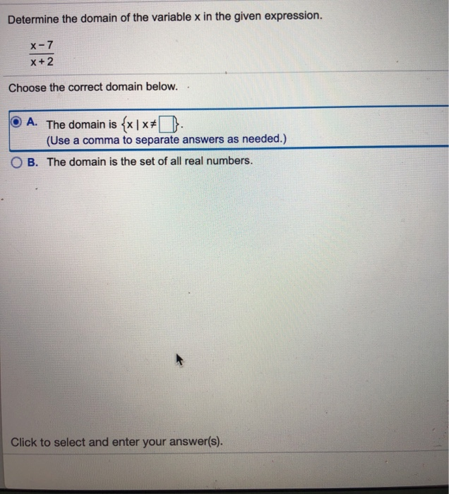 Solved Determine the domain of the variable x in the given | Chegg.com